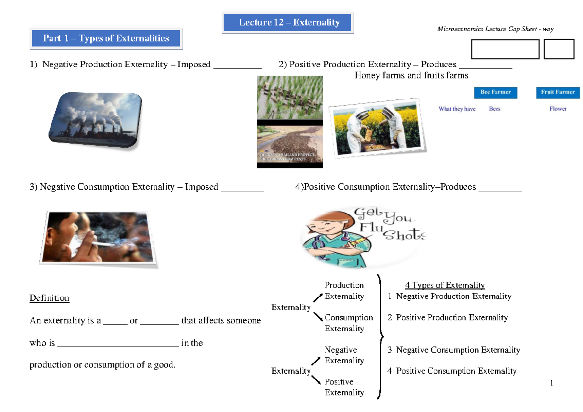 Lecture 12 Gap Sheet - Lecture 12 – Externality Part 1 – Types of ...
