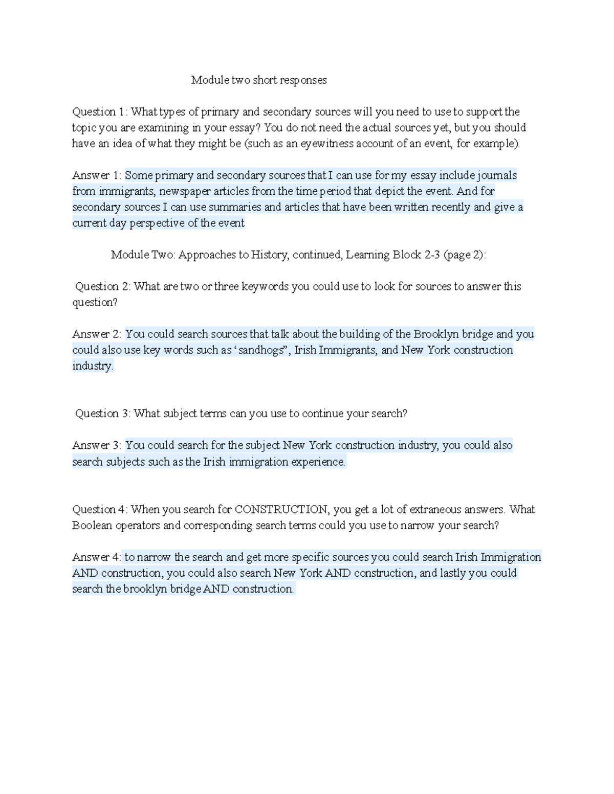 Module two short responses - Module two short responses Question 1 ...