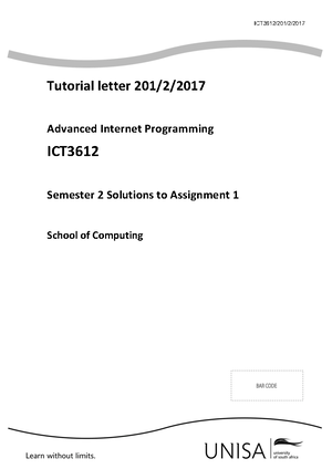 ICT3642 TUT101 - Name of module Module code(s) Year module Name of Department IMPORTANT ...