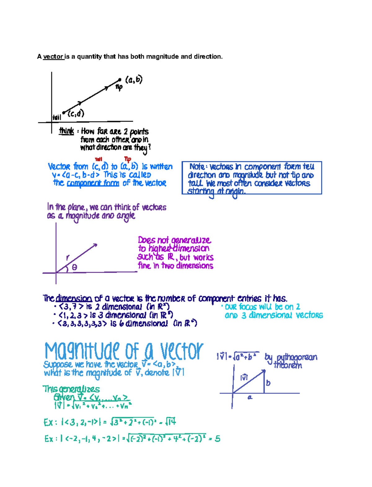 Vectors in 2 and 3 Dimensions - A vector is a quantity that has both ...