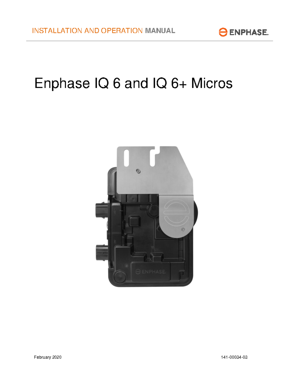 IQ6 IQ6Plus Micro Manual EN US - INSTALLATION AND OPERATION MANUAL ...