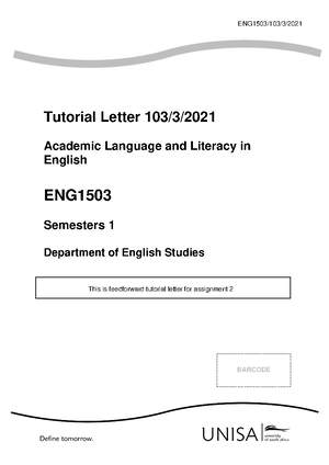 ENG1503-SG - This is the official study guide for this module. - ENG1503/501/3/ Tutorial Letter ...