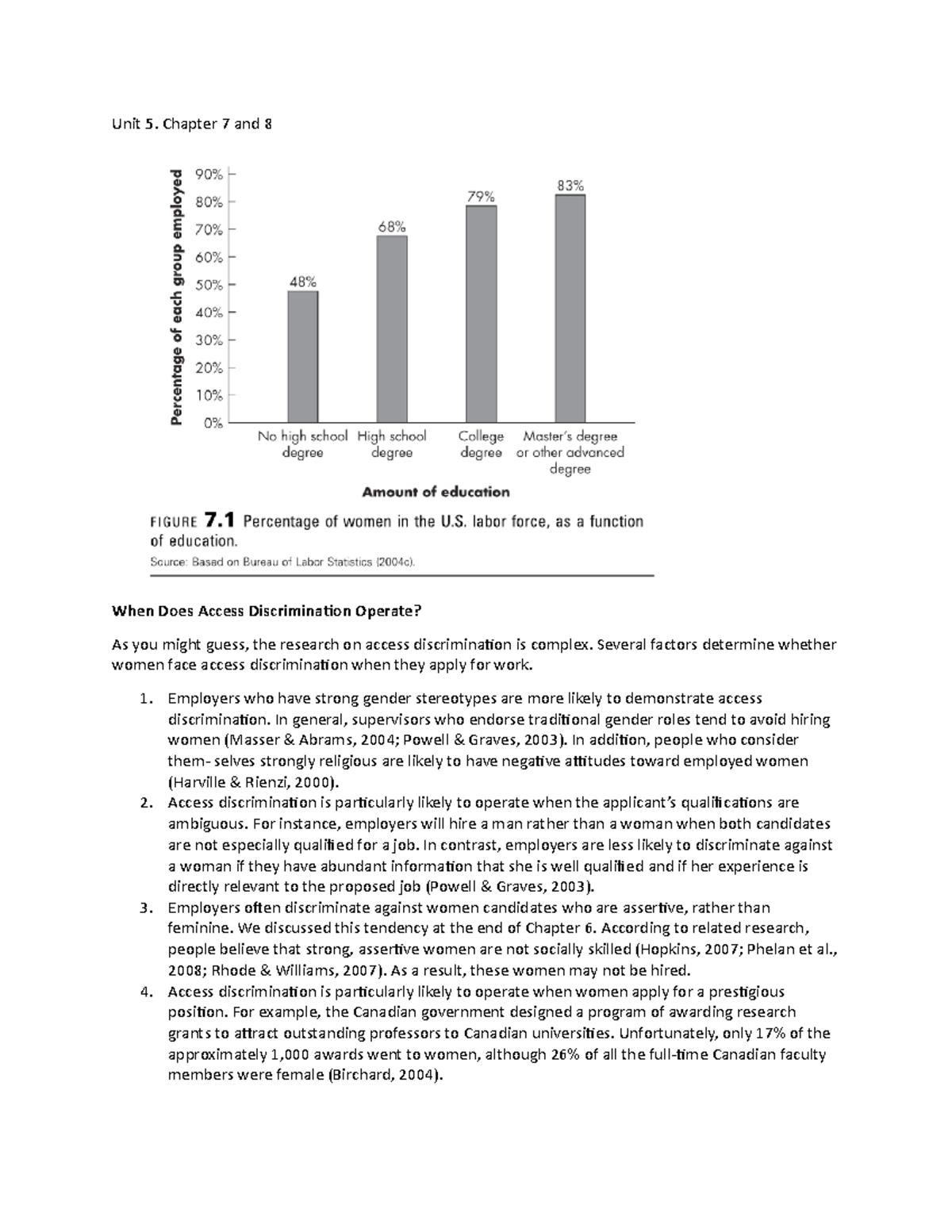 Print Outs - Unit 5. Chapter 7 and 8 When Does Access Discrimination ...
