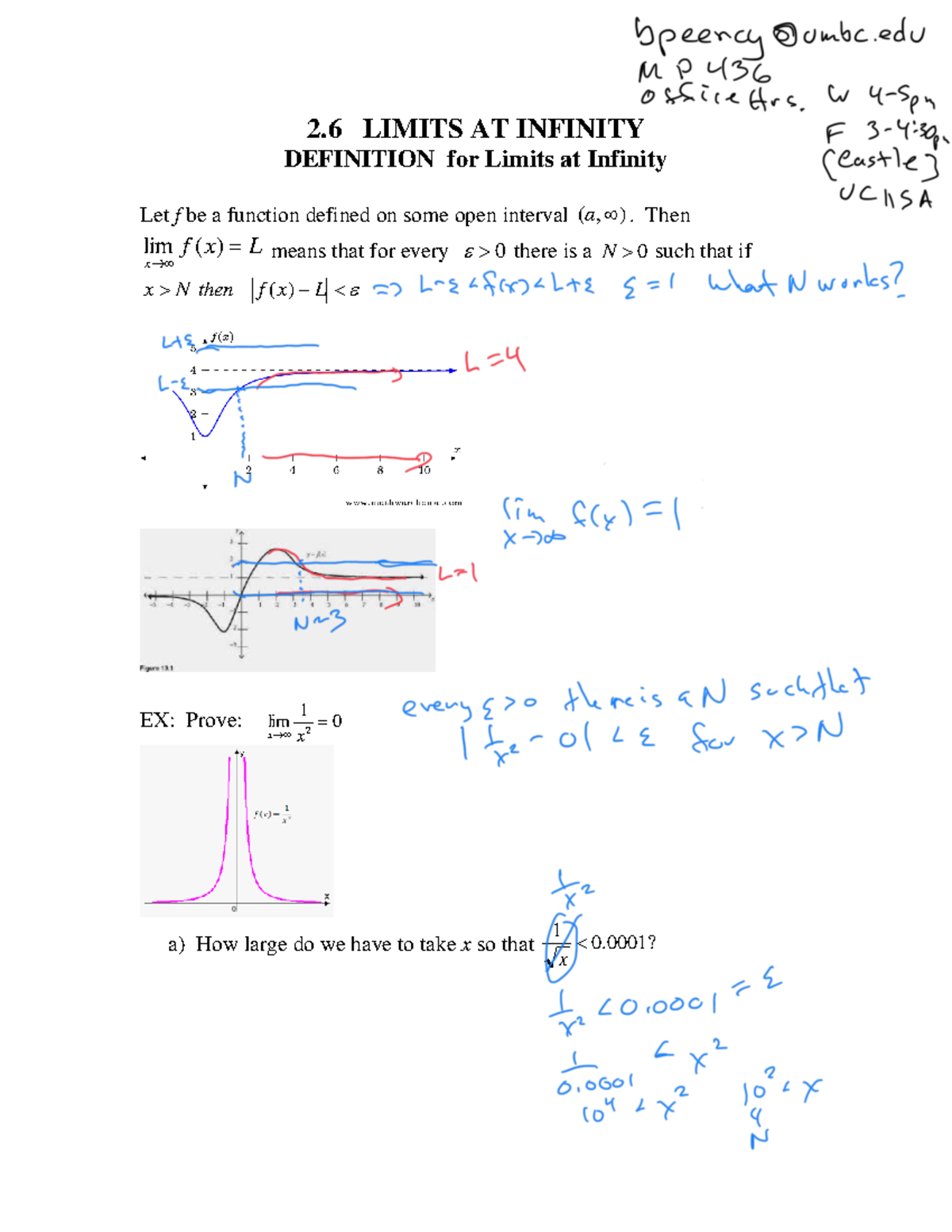 2 - Math 151 class notes - 2 LIMITS AT INFINITY DEFINITION for Limits ...