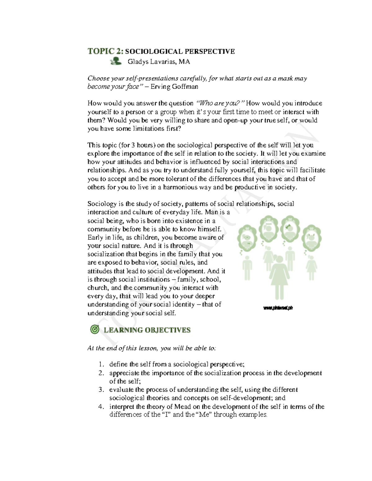 Topic 2 Sociological Perspective - TOPIC 2: SOCIOLOGICAL PERSPECTIVE ...