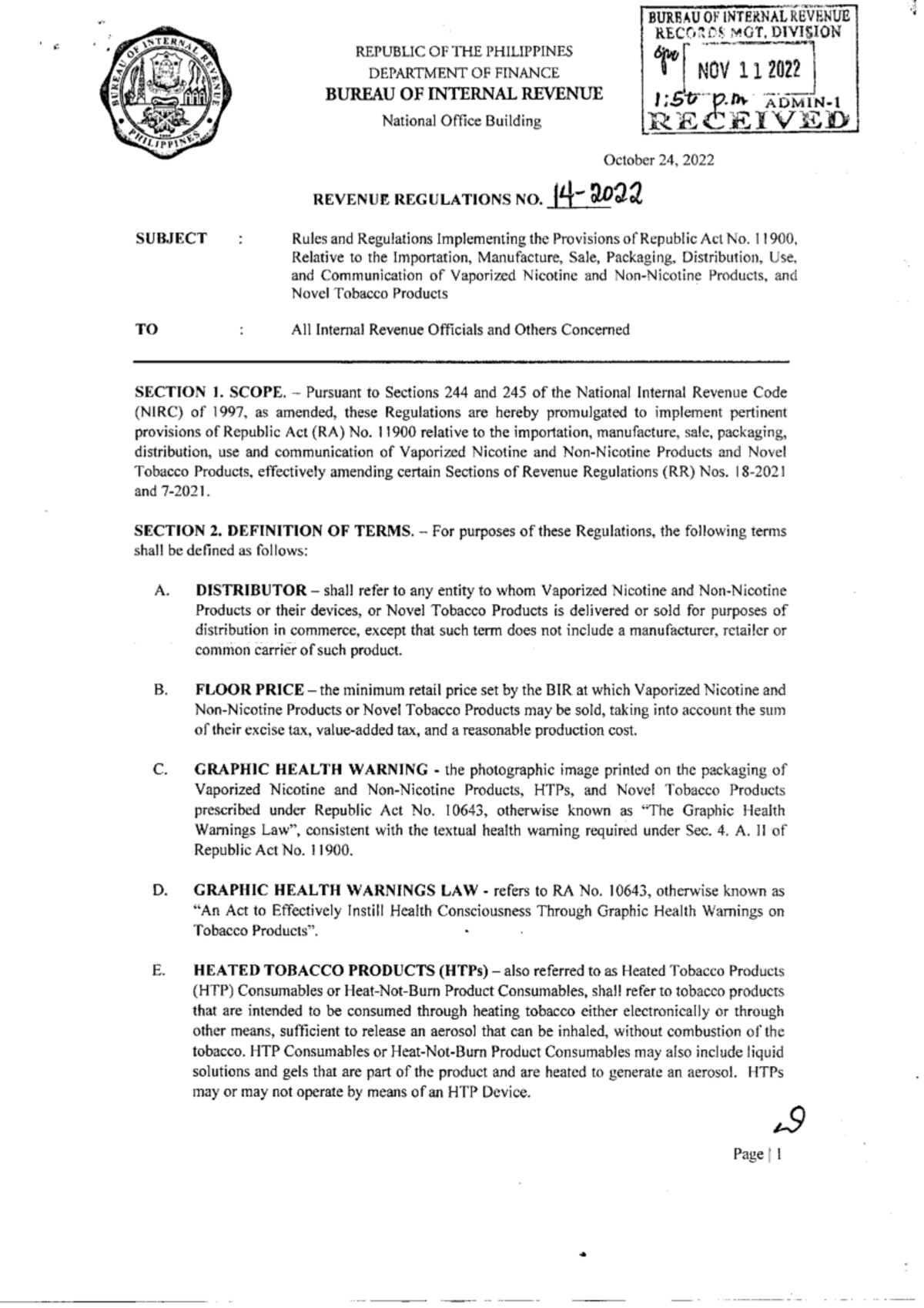 RR-No - RR-No - BUREAU OF INTERNAL REVENUE RECORDS MGT, DIVISION OF ...