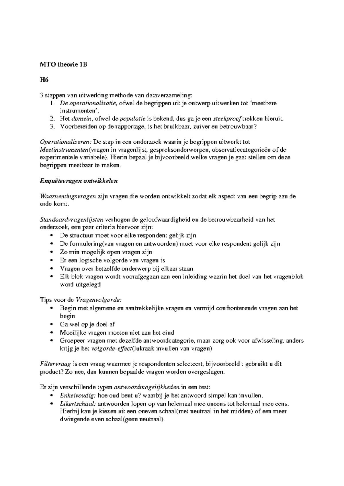 Samenvatting Wat Is Onderzoek Nel Verhouven College S H6 T M H10