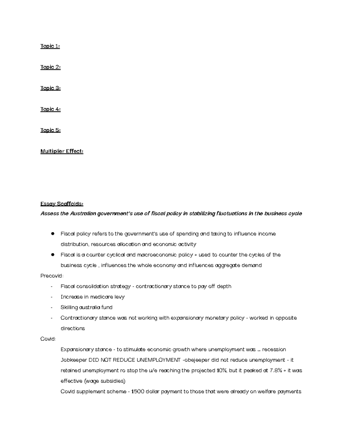 ECO Prelim - ecp notes - Topic 1: Topic 2: Topic 3: Topic 4: Topic 5 ...
