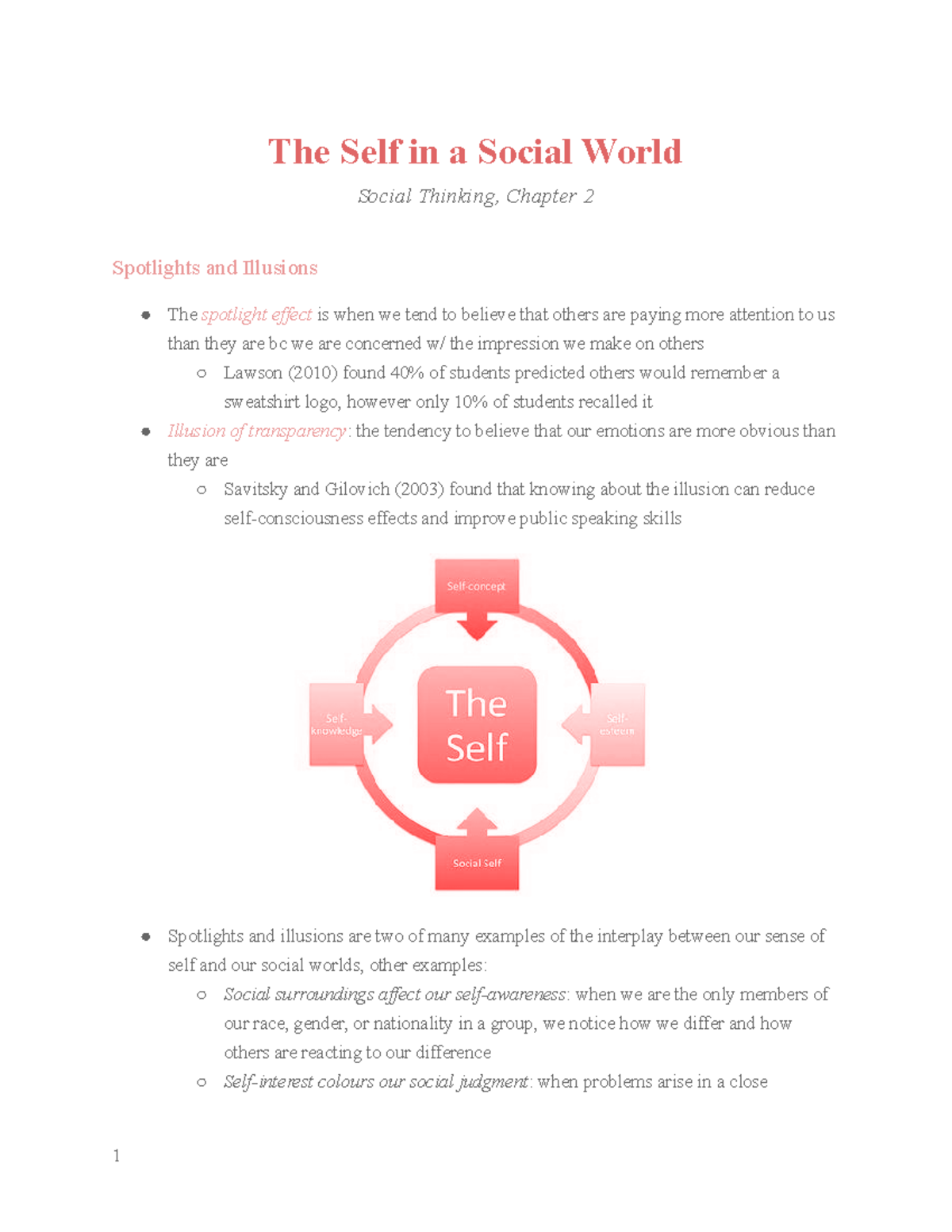 Chapter 2 The Self in a Social World - The Self in a Social World ...