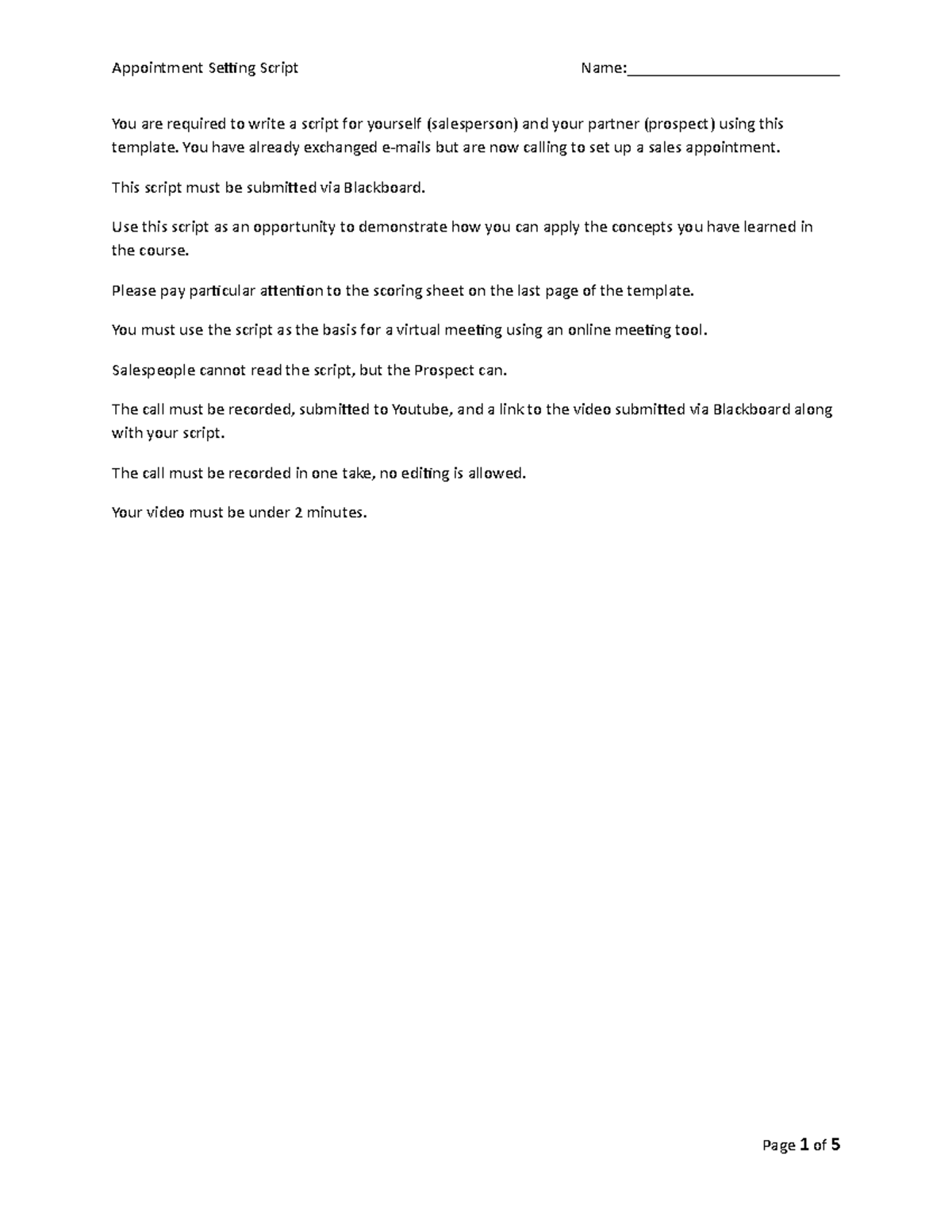 Cold Call Script - Cold call of seller - You are required to write a ...