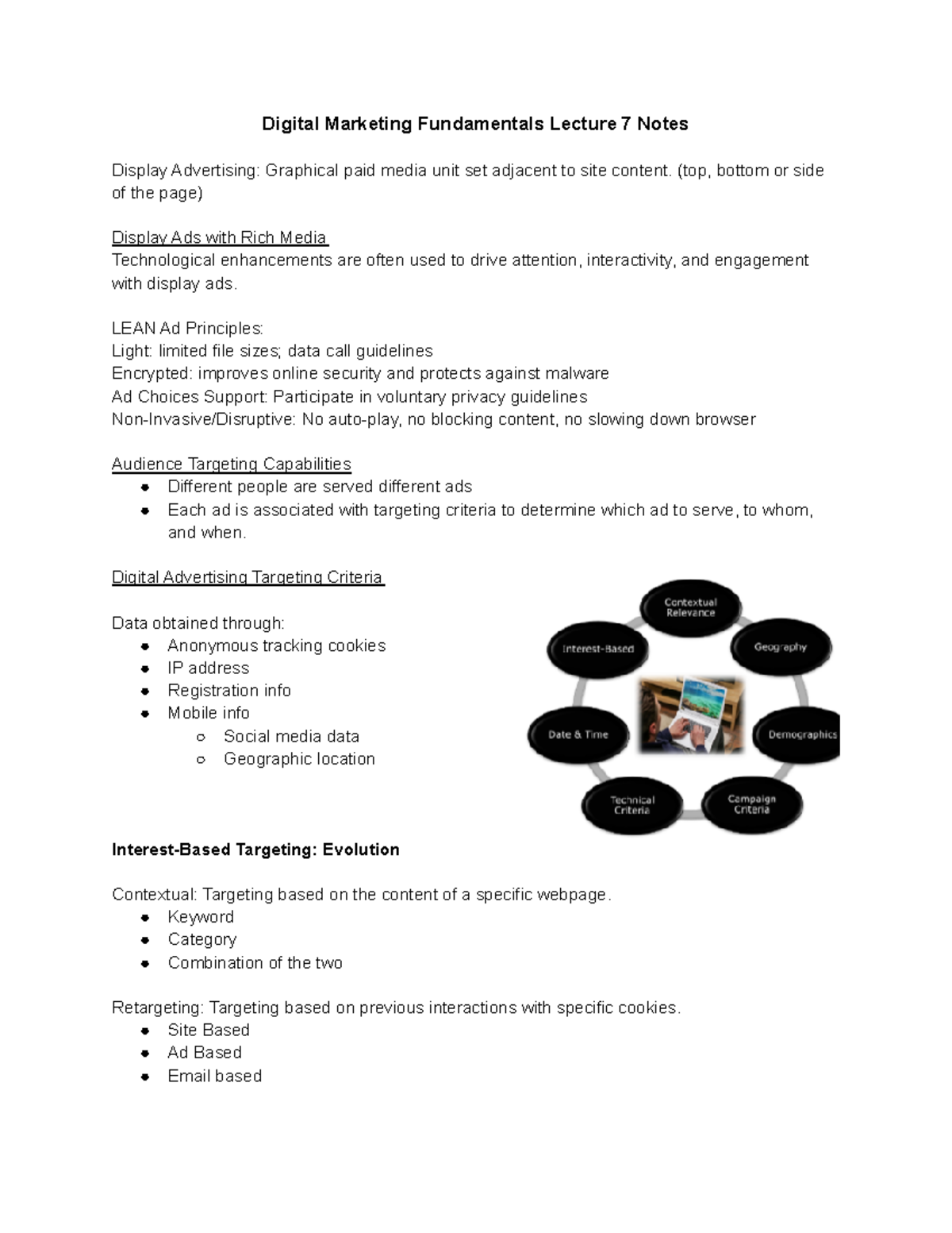 Digital Marketing Fundamentals Lecture 7 Notes - (top, bottom or side ...