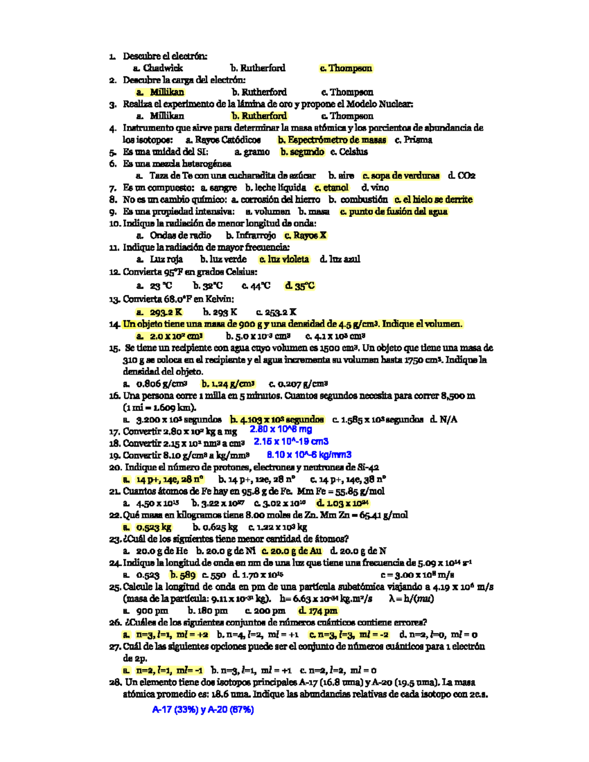 Repaso clave - 1. Descubre el electrón: a. Chadwick b. Rutherford C ...