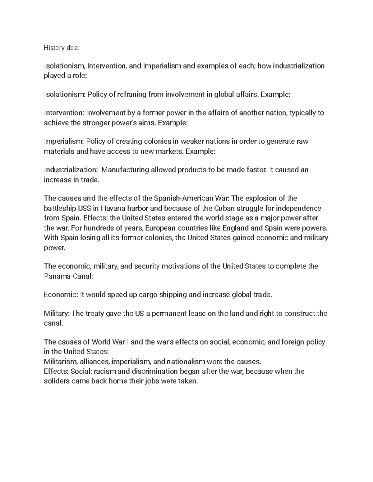 History dba 3 - History dba: Isolationism, Intervention, and ...