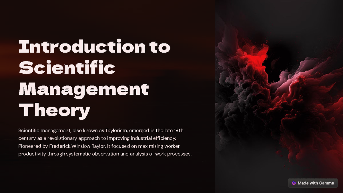 Introduction to Scientific Management Theory - Introduction to ...