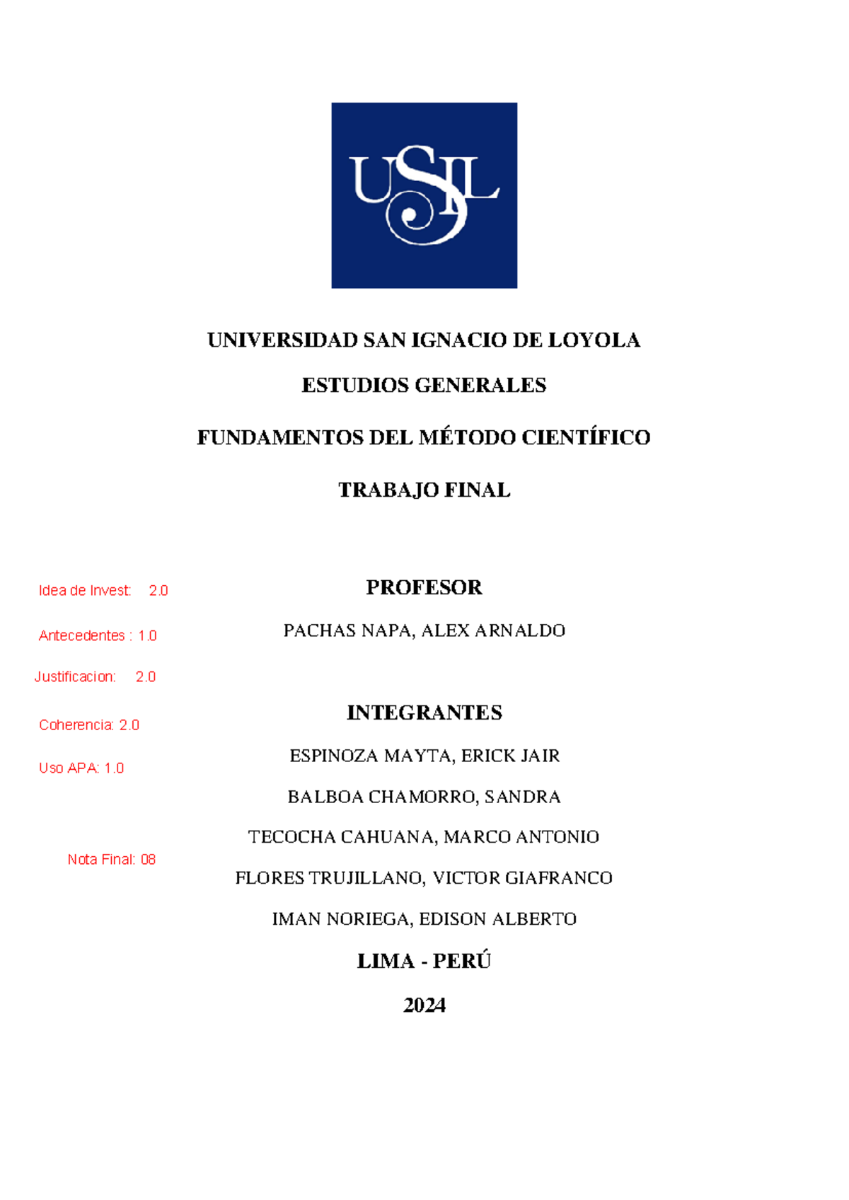 Avance 1 - Grupo 1 - UNIVERSIDAD SAN IGNACIO DE LOYOLA ESTUDIOS ...