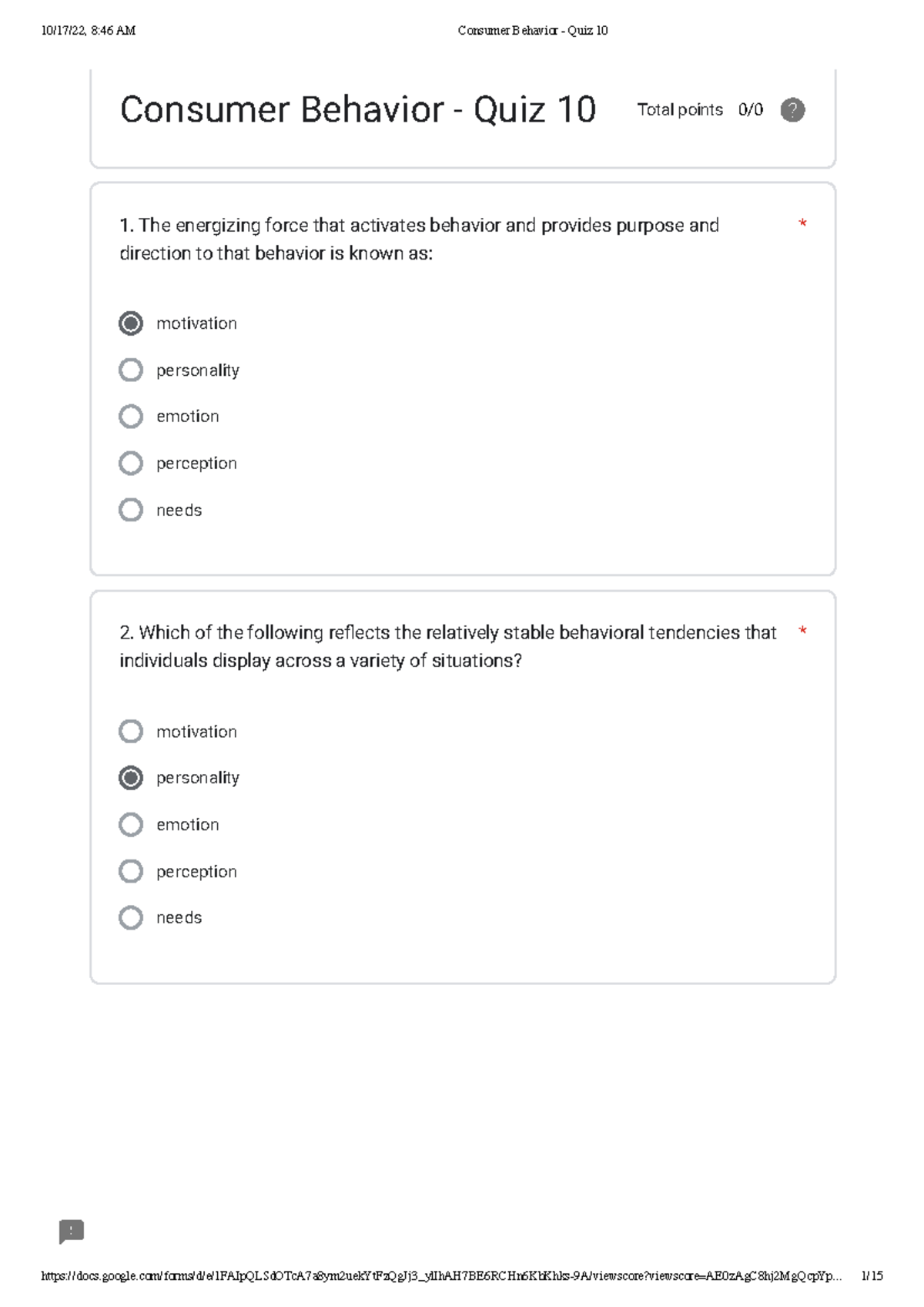 Consumer Behavior - Quiz 10 - - Studocu