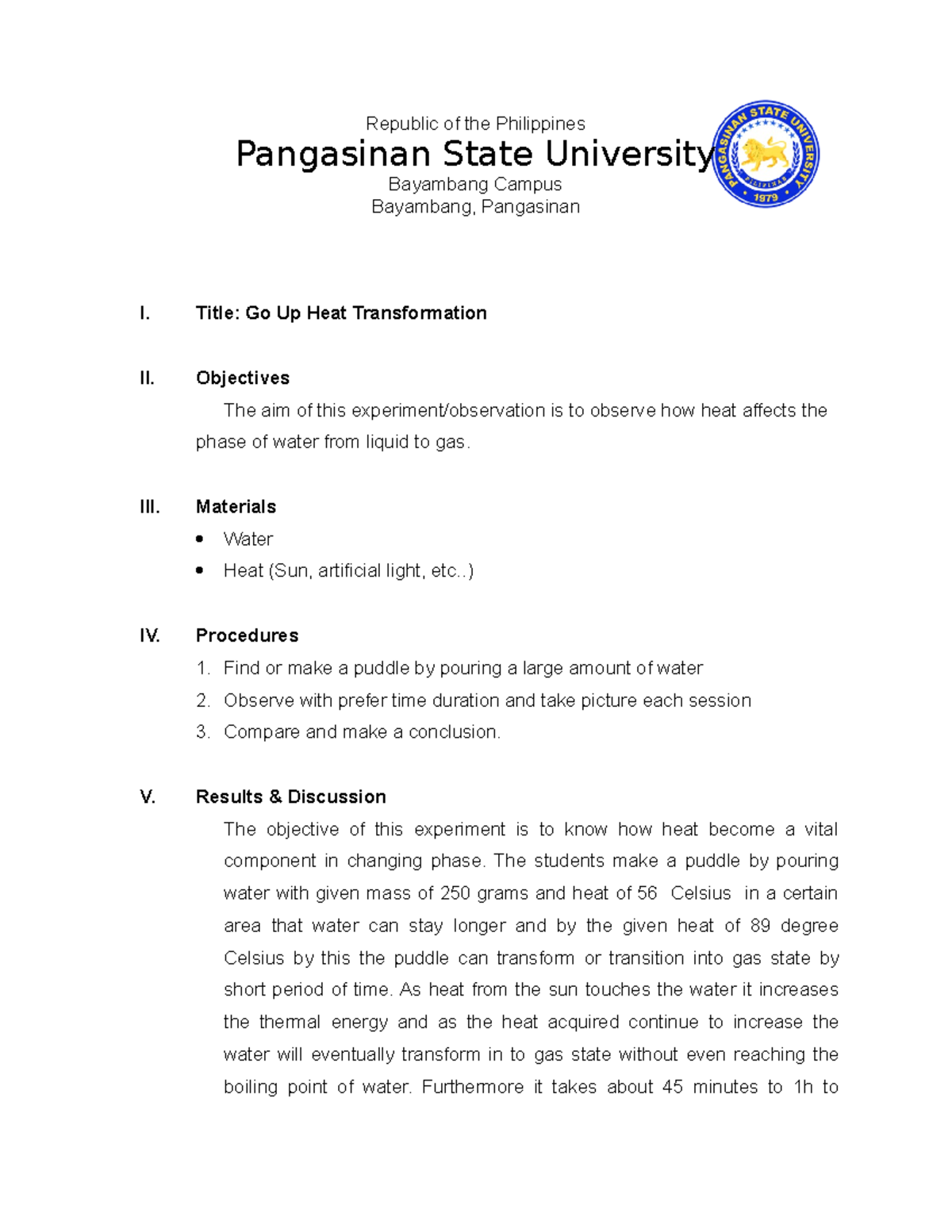 Group 3-Heat BSE-Science I-1 - Republic of the Philippines Pangasinan ...