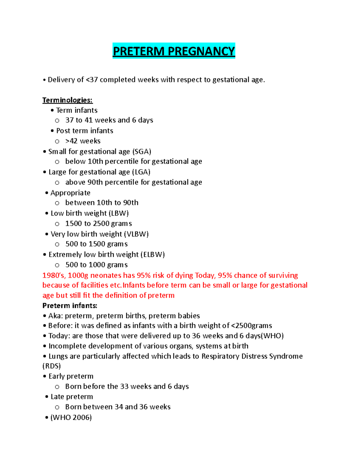 Preterm Pregnancy - Obstetrics and gynecology - PRETERM PREGNANCY ...