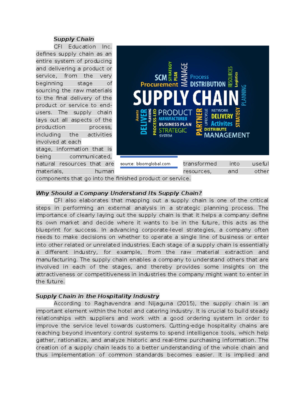 Chapter 1 Supply Chain - Supply Chain CFI Education Inc. defines supply ...