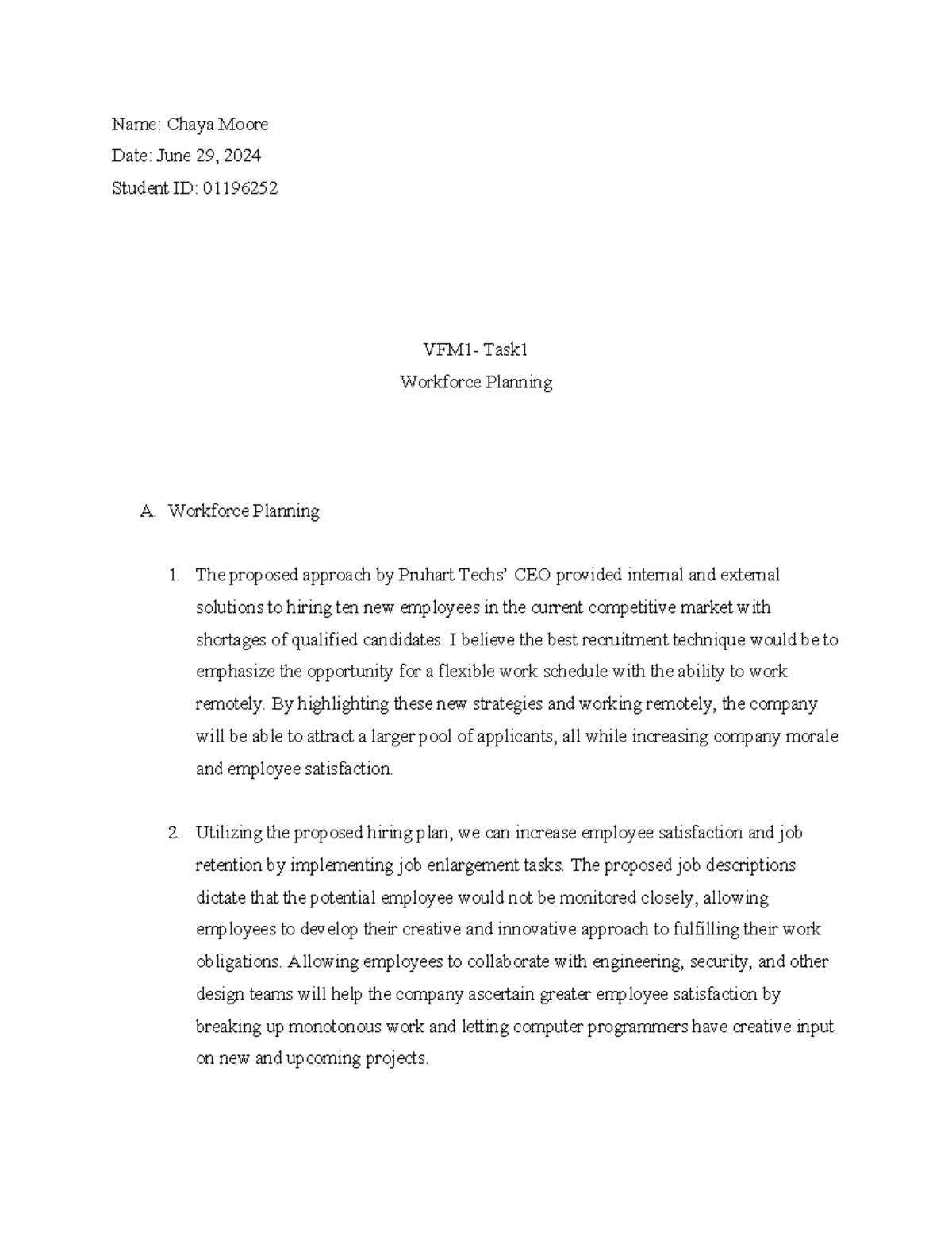 VFM1-Task1 - D354 VFM1-task1 - Name: Chaya Moore Date: June 29, 2024 ...