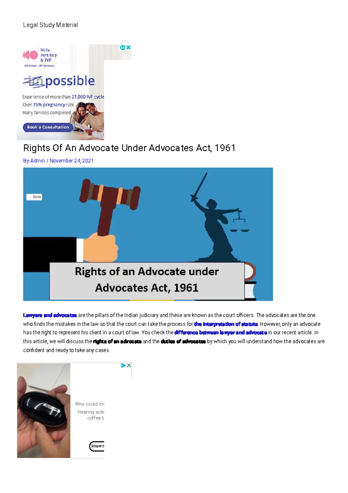 Rights of an Advocate under Advocates Act, 1961 - Rights Of An Advocate ...