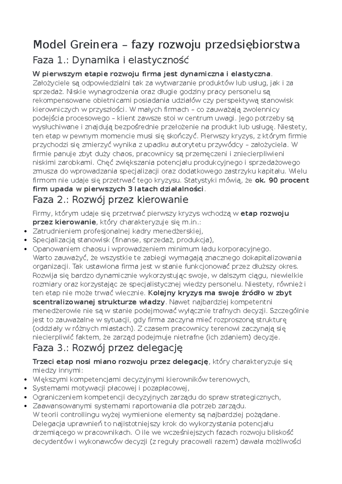 Fazy życia organizacji - Model Greinera – fazy rozwoju przedsiębiorstwa ...