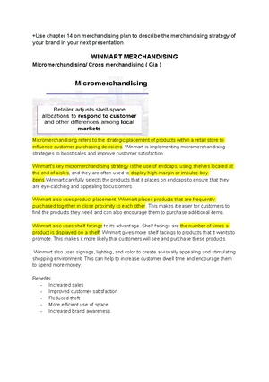 RM week 8 - practice - +Use chapter 14 on merchandising plan to ...