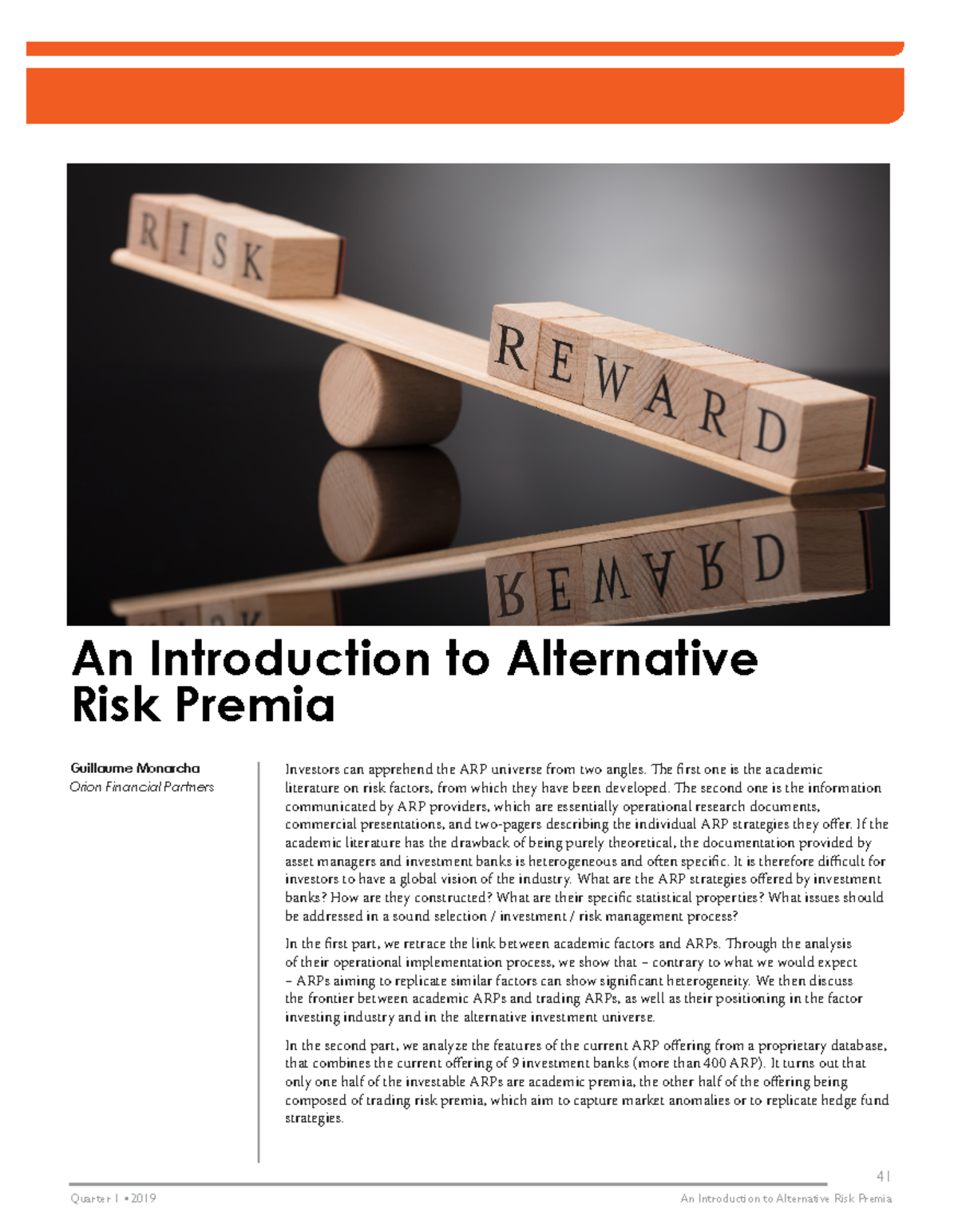 An Introduction to Alternative Risk Premia - An Introduction to ...