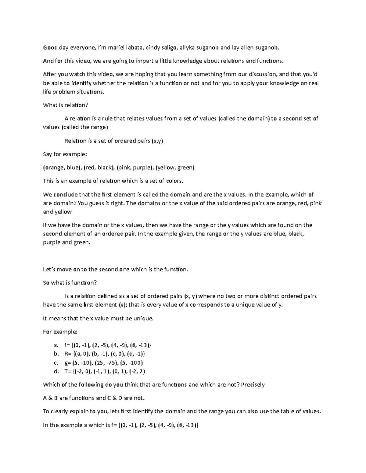 Math tuturial - With honors - Good day everyone, I’m mariel labata ...