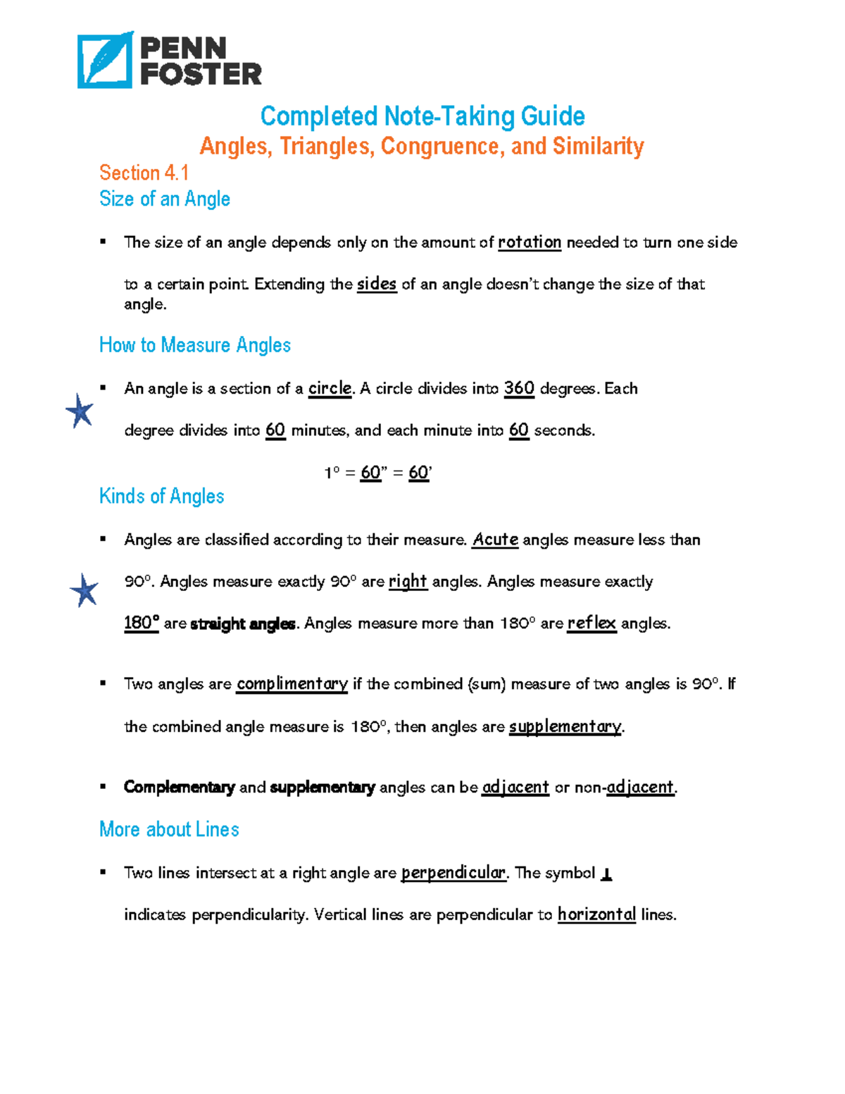 Completed Guided Notes - Lesson 4 - 4.1 - 4.7 - Angles Triangles ...
