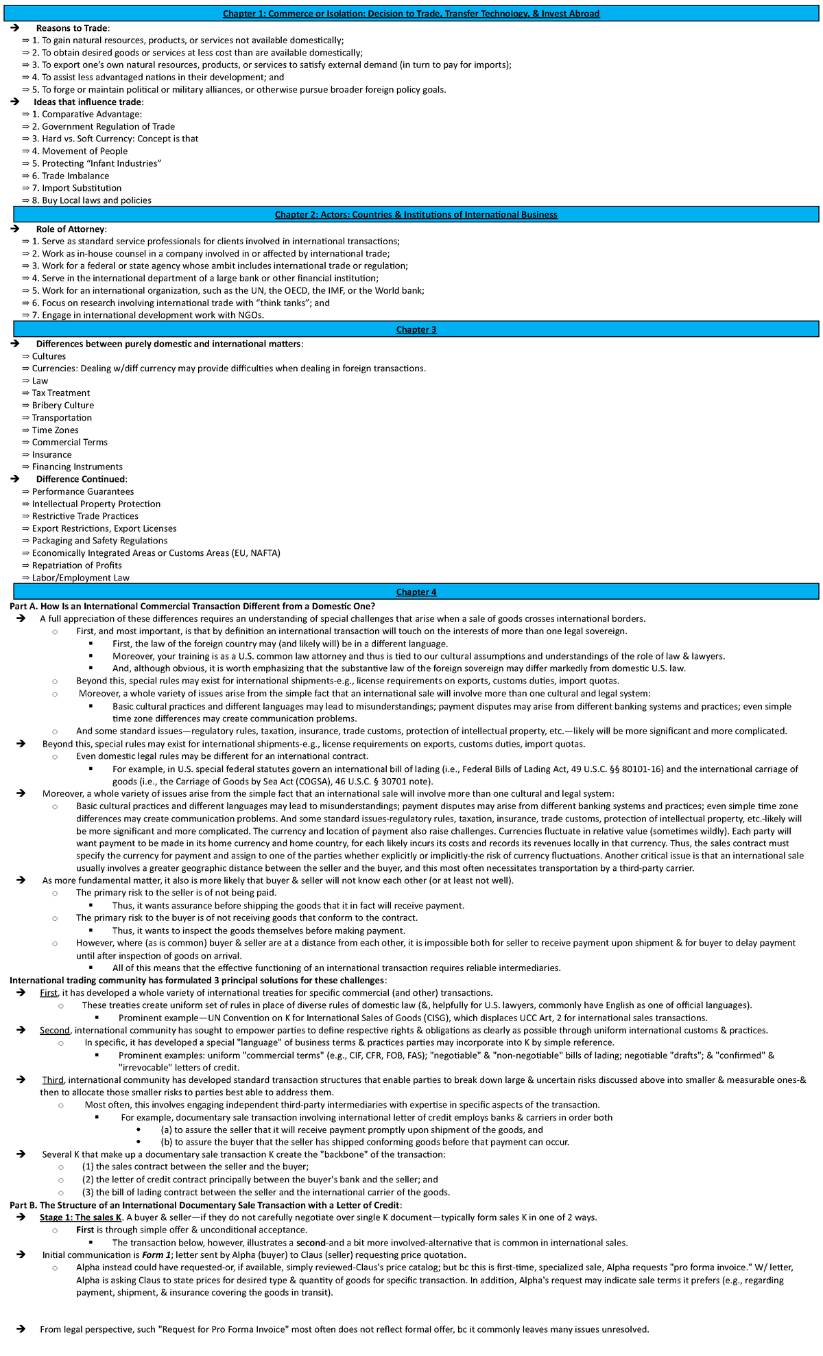 20. Notes - Law school outline - Chapter 1: Commerce or Isolation ...