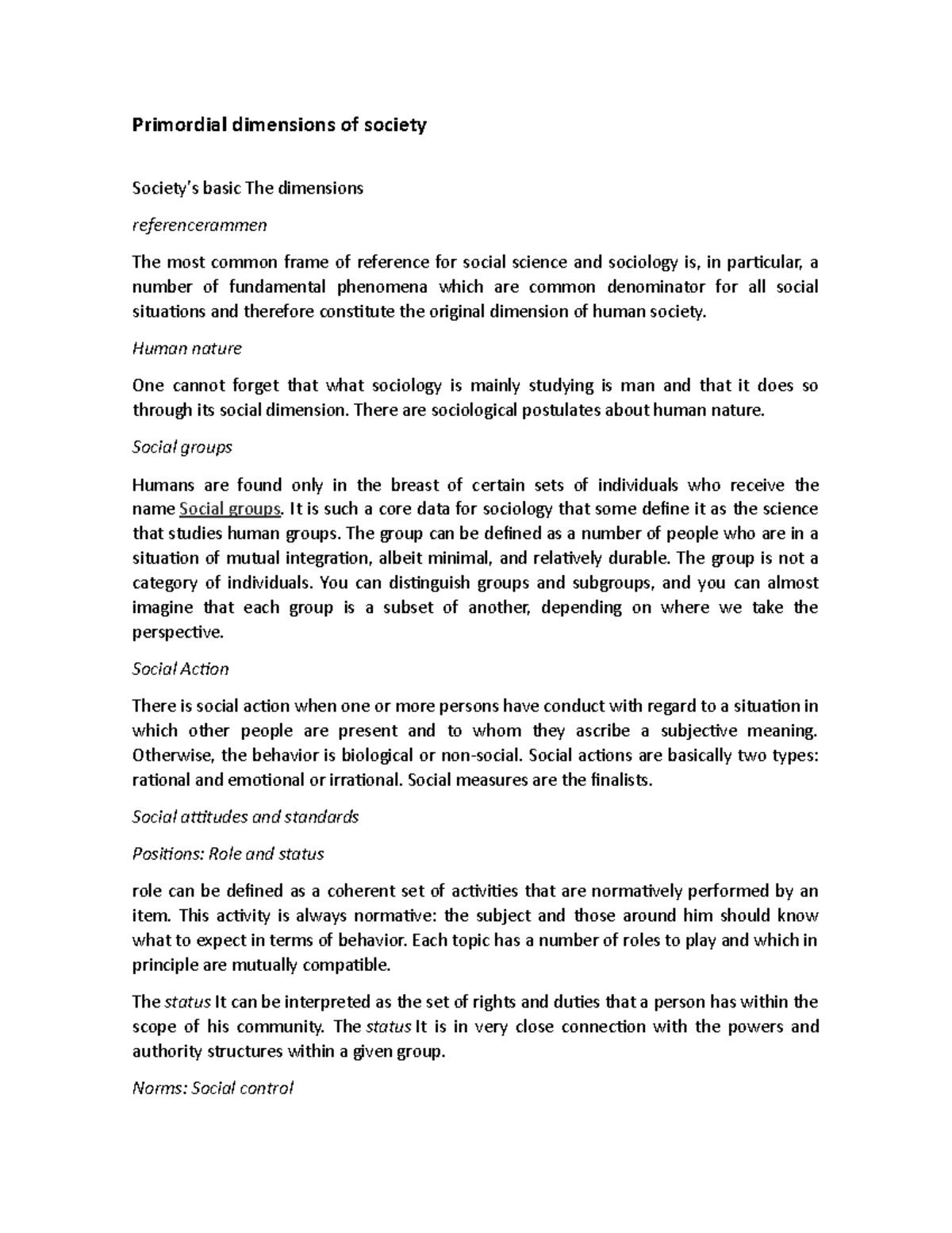 Primordial dimensions of society - Primordial dimensions of society ...