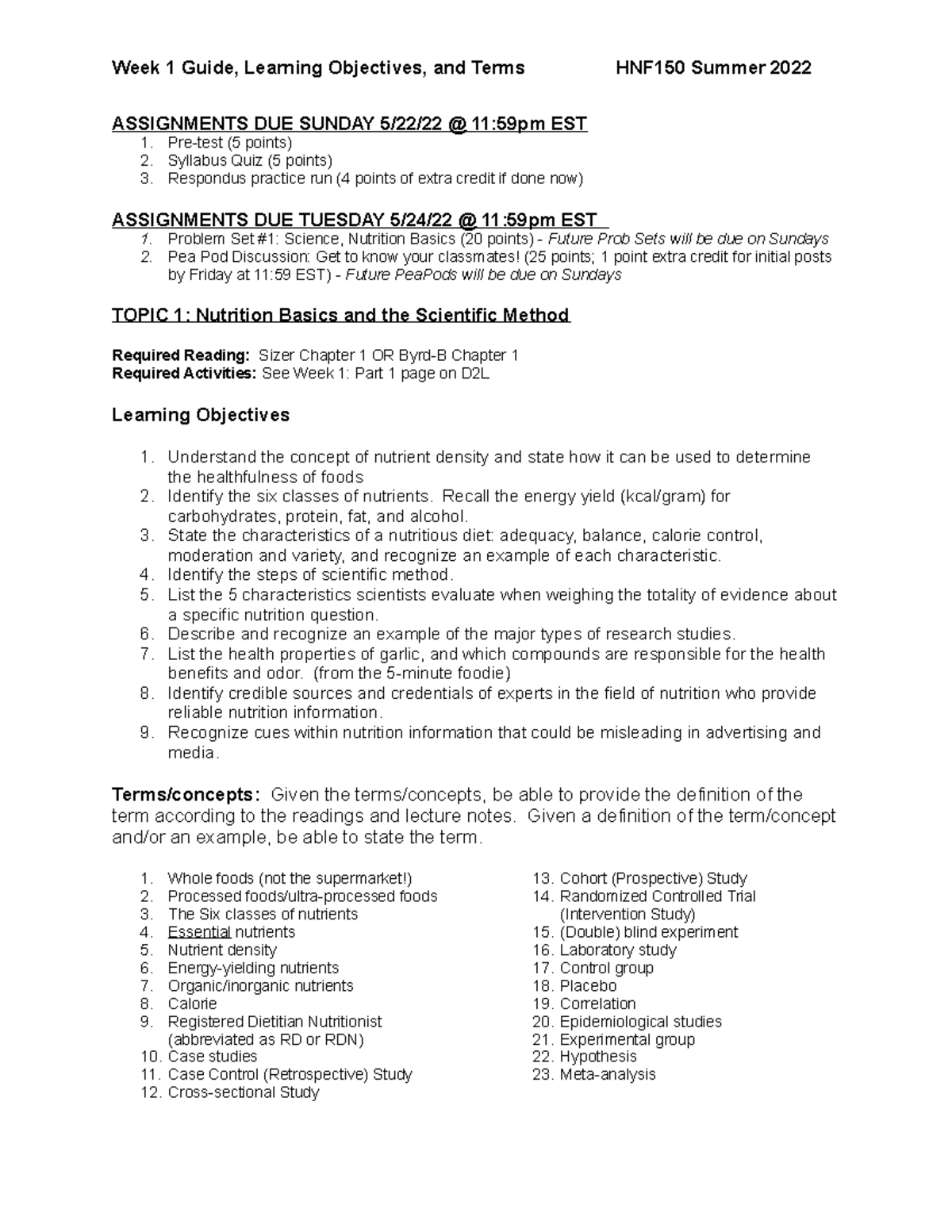 W1 Guide - Highlighted points of Week 1 for exam - Week 1 Guide ...