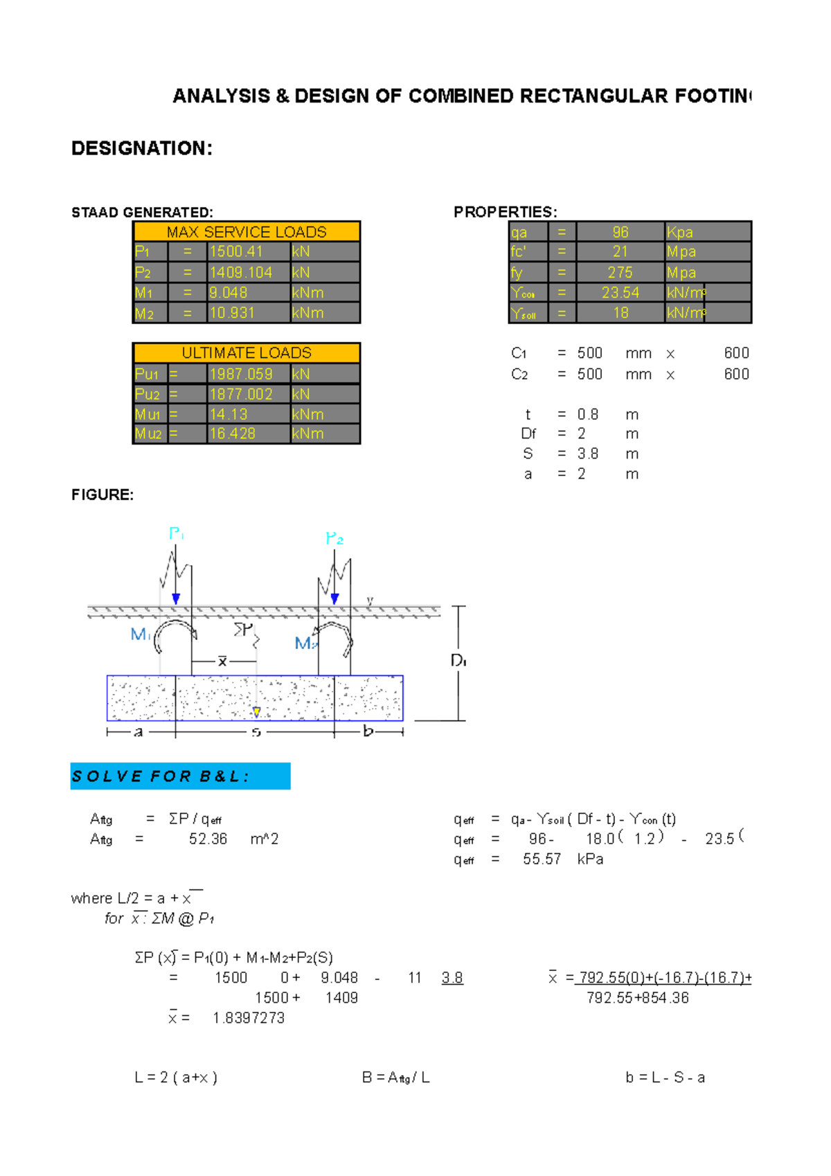 Footing - Foundation Engineering - ANALYSIS & DESIGN OF COMBINED RECTANGULAR FOOTING - Studocu