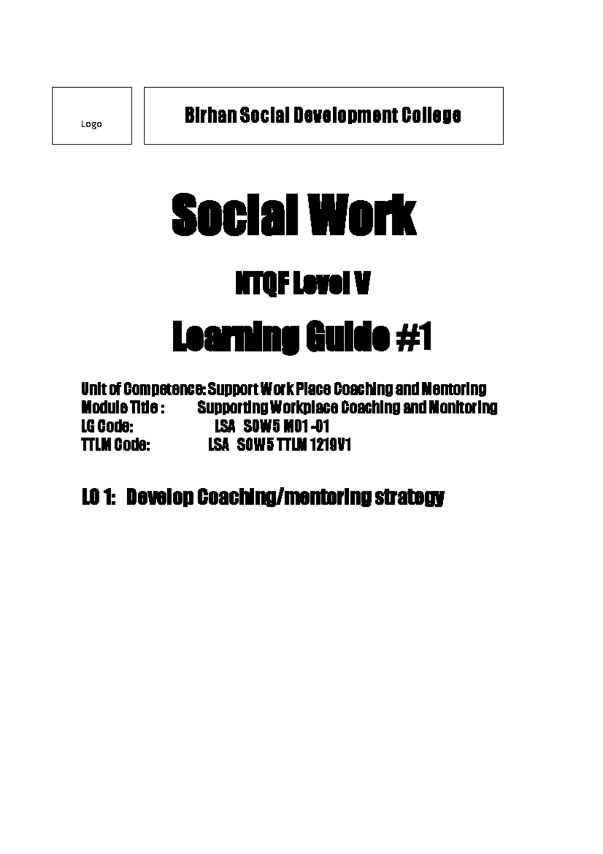 01 Learning Guides for Supporting work place coaching and mentoring ...