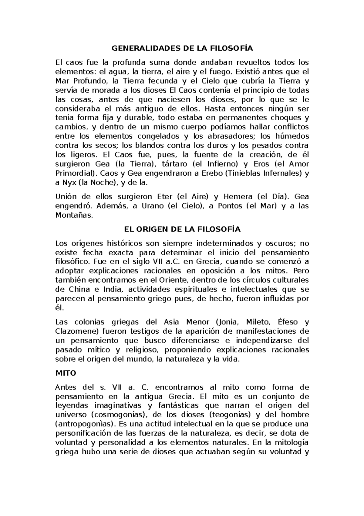 Generalidades DE LA Filosofía - Origen DE LA Filosofía - GENERALIDADES ...