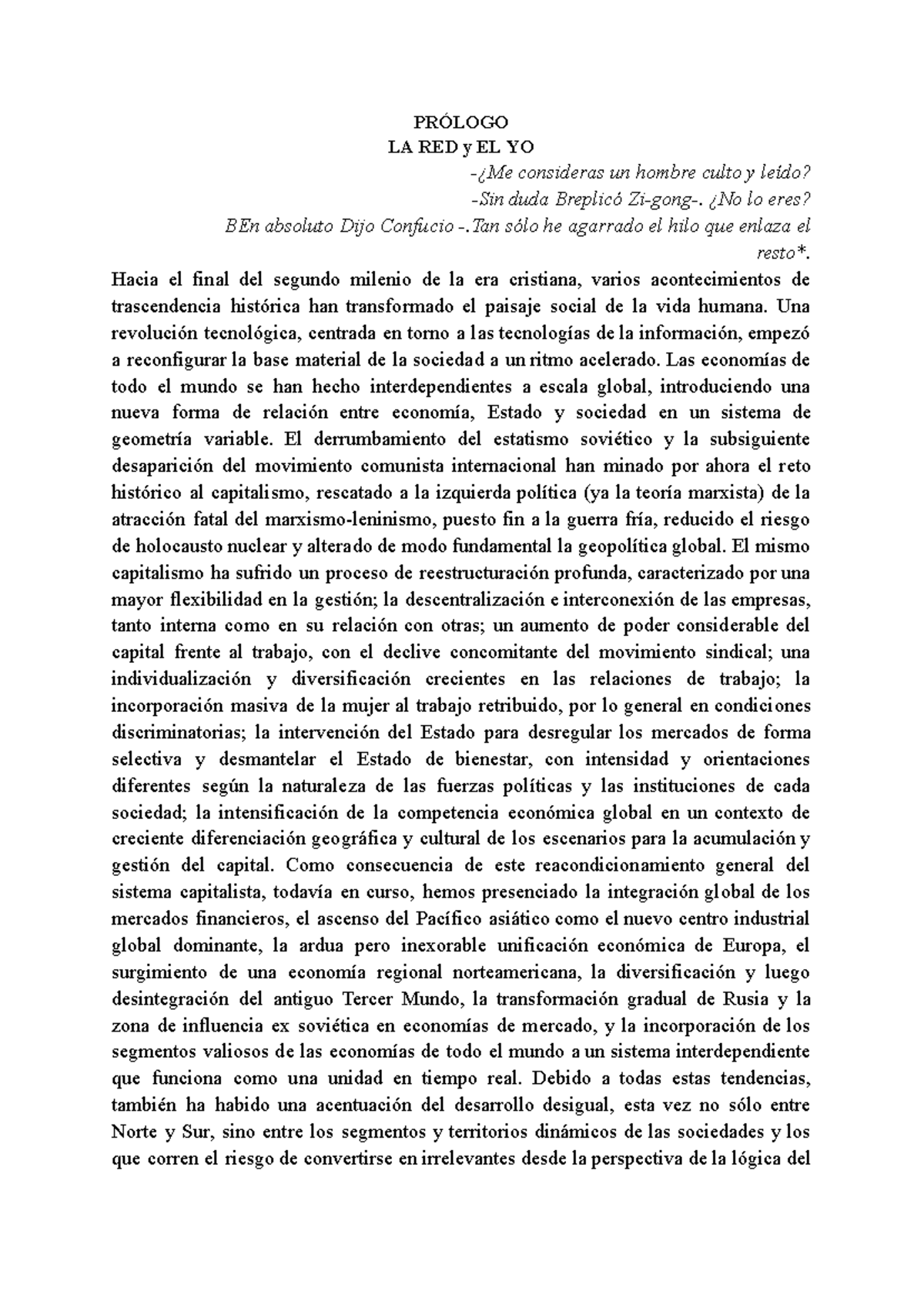 Prólogo la red y el yo - PRÓLOGO LA RED y EL YO -¿Me consideras un ...