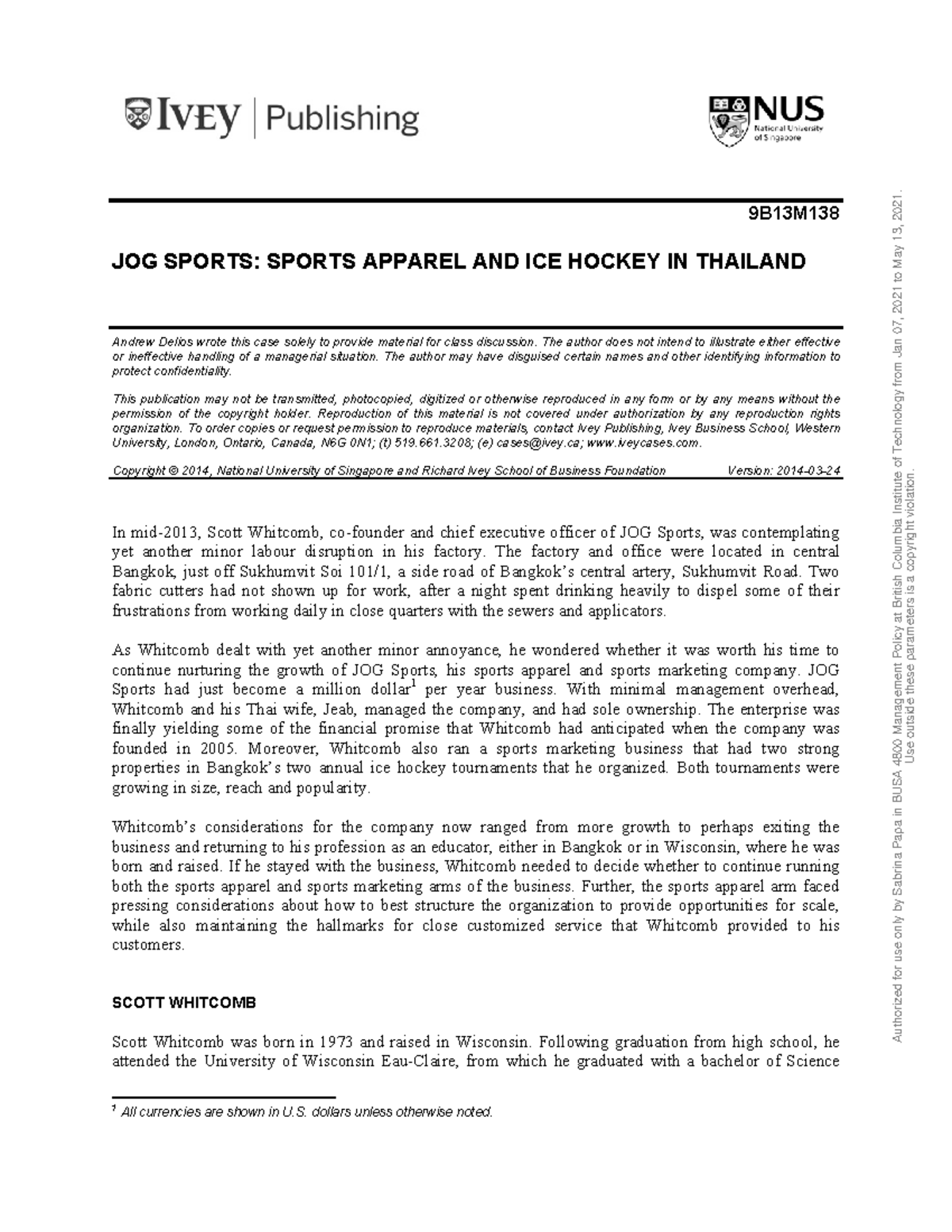 7 JOG Sports - CASE STUDY - 9B13M JOG SPORTS: SPORTS APPAREL AND ICE ...