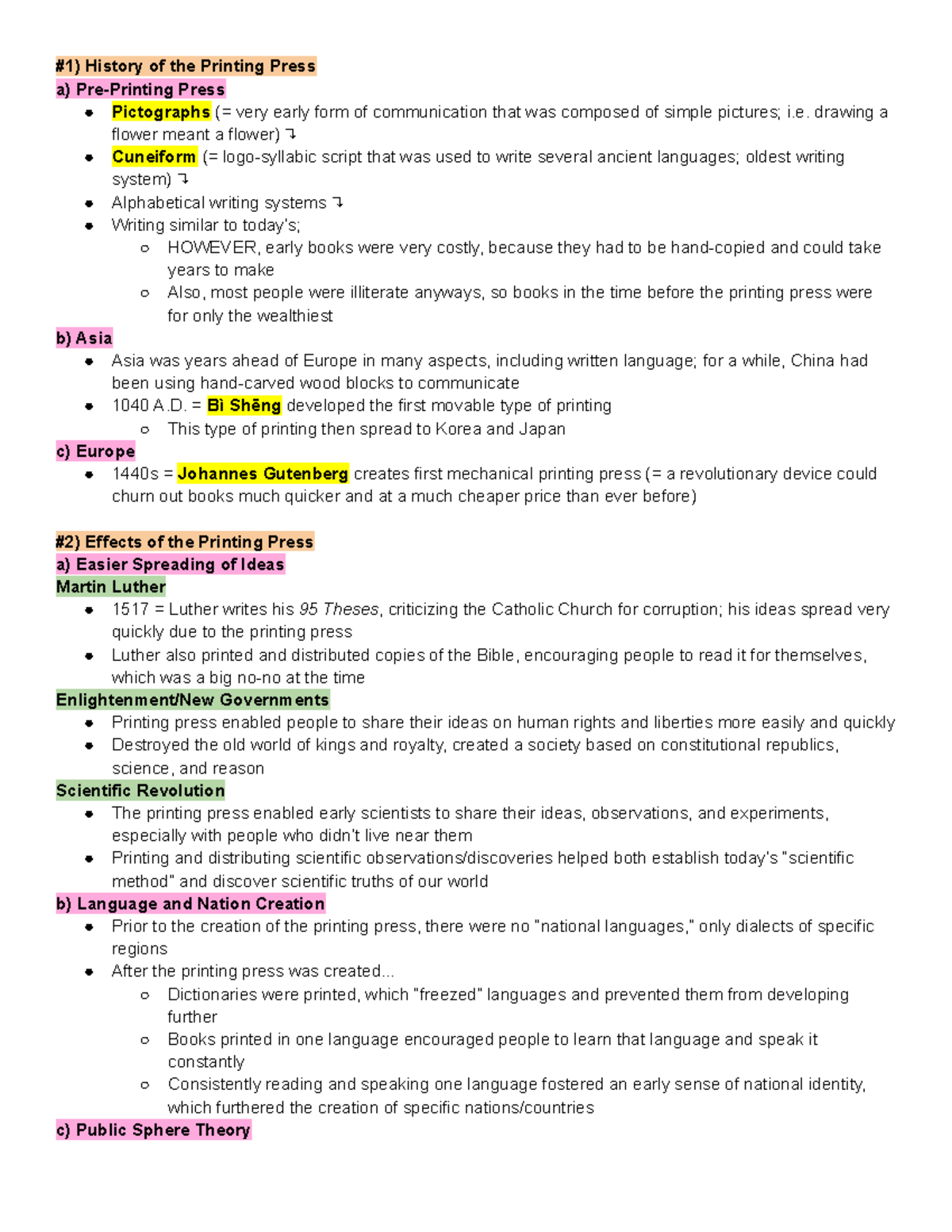 Notes on The Printing Press Revolution (Video 3) - #1) History of the ...