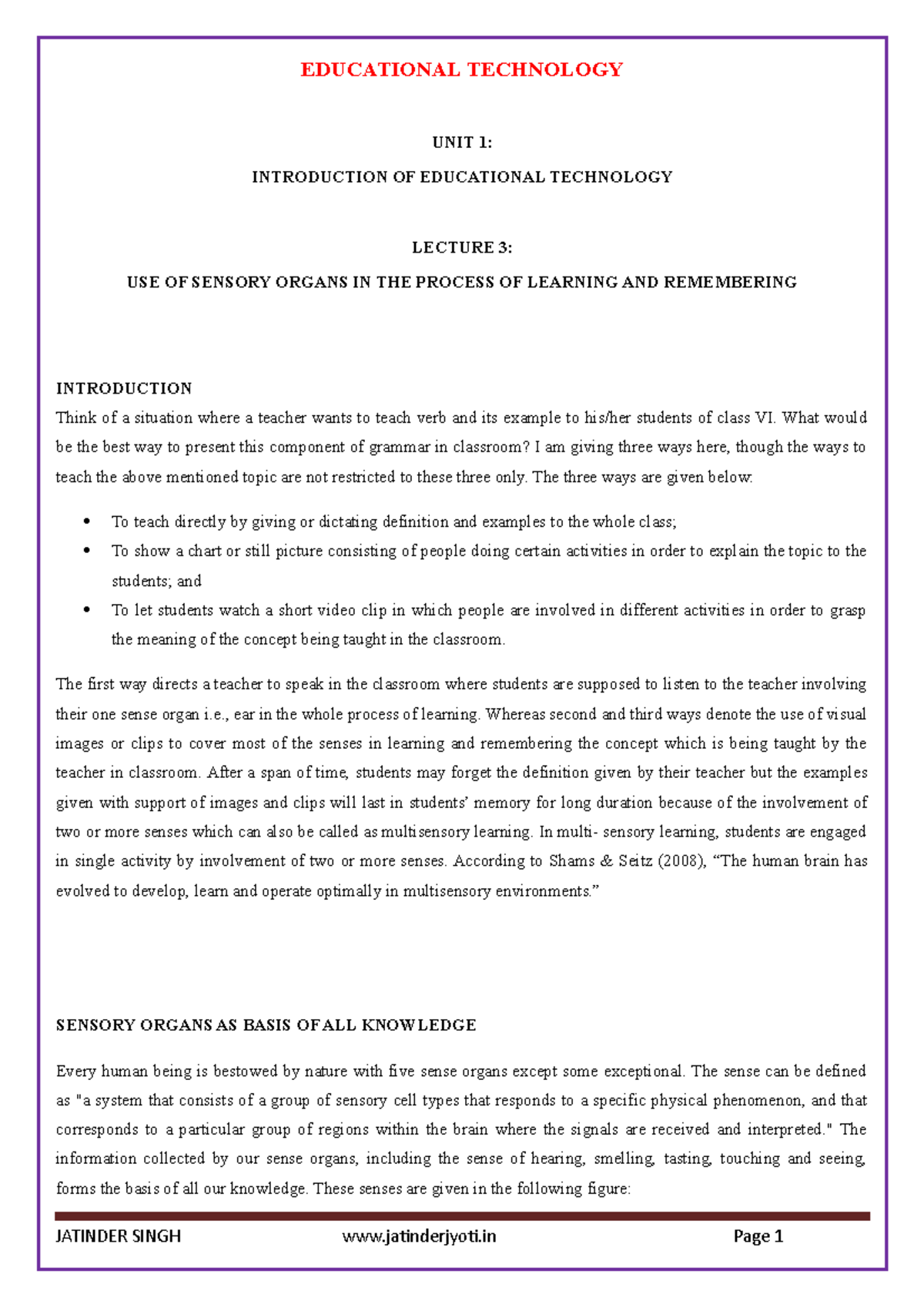 Lecture 3 TEXT - Nursing Health - EDUCATIONAL TECHNOLOGY UNIT 1: INTRODUCTION OF EDUCATIONAL ...