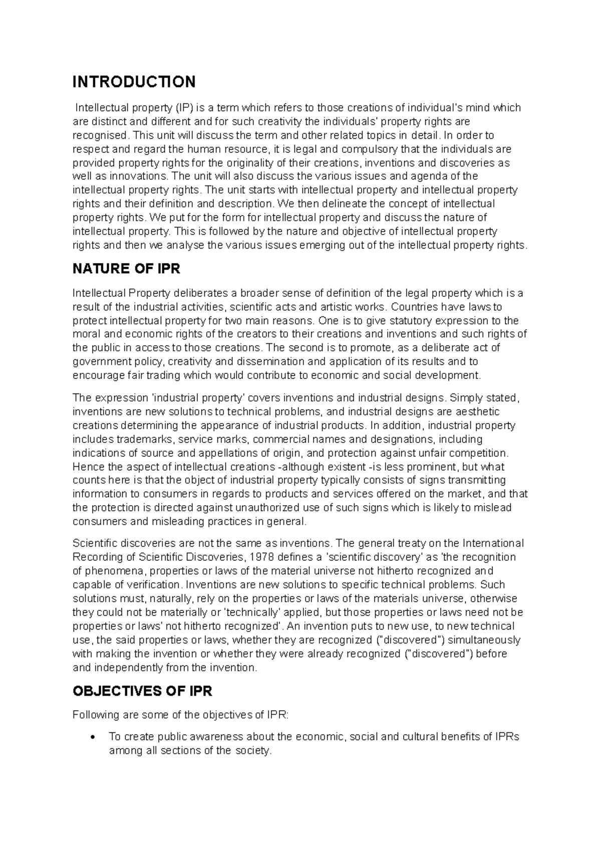 IPR First UNIT - It's regarding the Indian penal code - INTRODUCTION ...