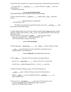 Lecture 11 Part 1 Notes - Patrick Brink - 1) 1960s rock was the result ...