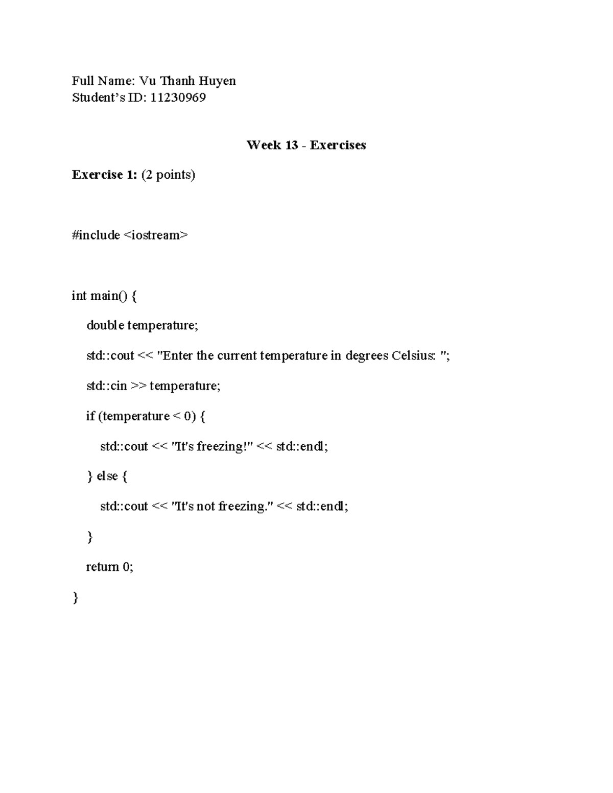 Week 13 - Exercises - toeic - Full Name: Vu Thanh Huyen Student’s ID: 11230969 Week 13 ...