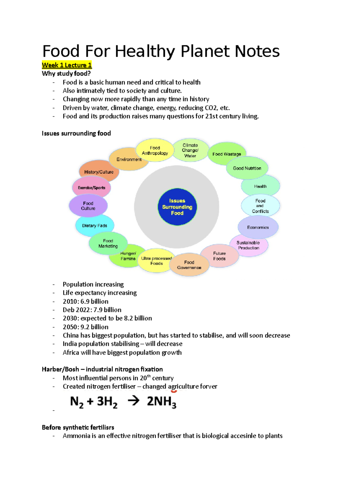 Food For Healthy Planet Notes copy - Food For Healthy Planet Notes Week ...