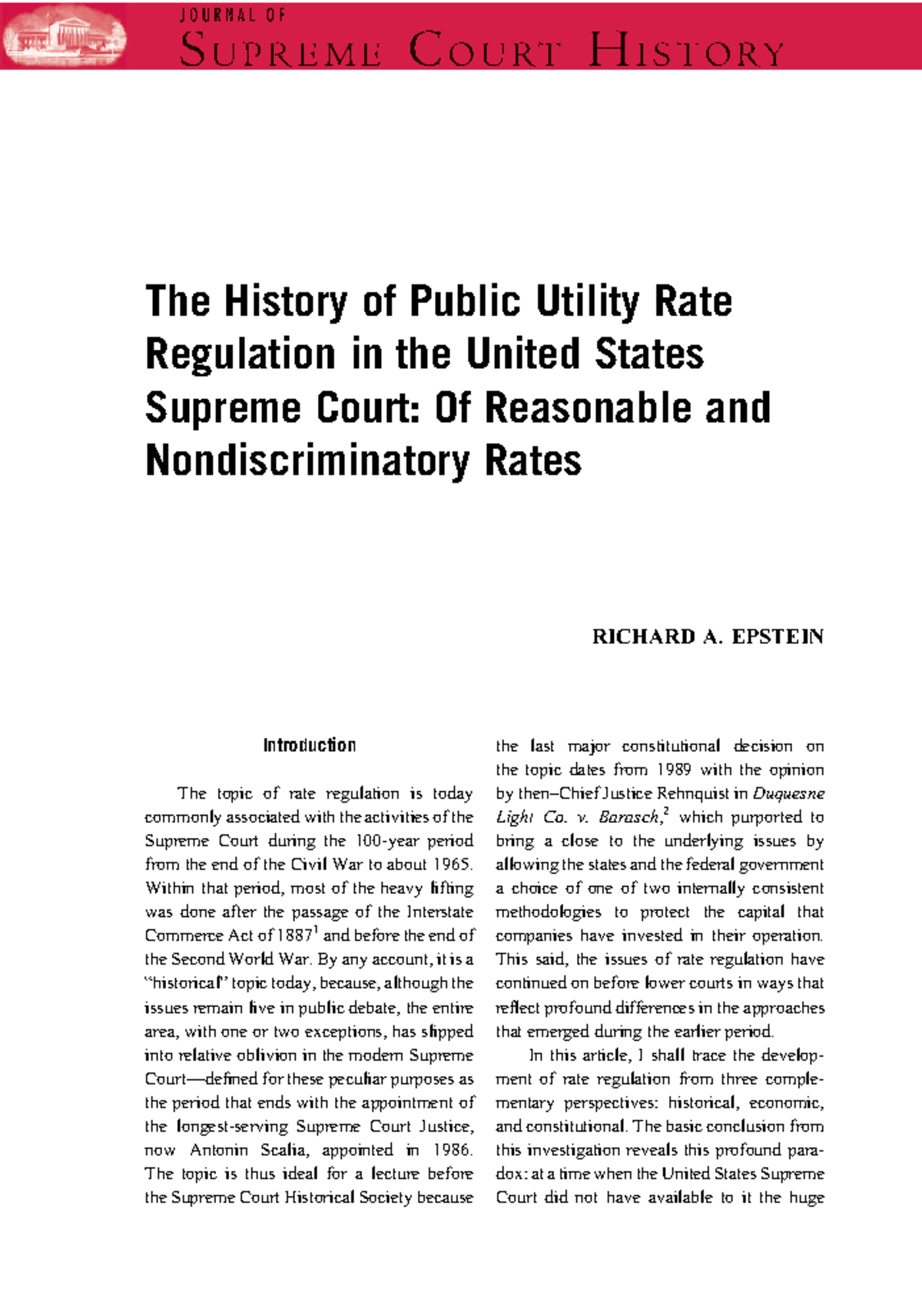 Epstein.The History of Public Utility Rate Regulation in the United ...