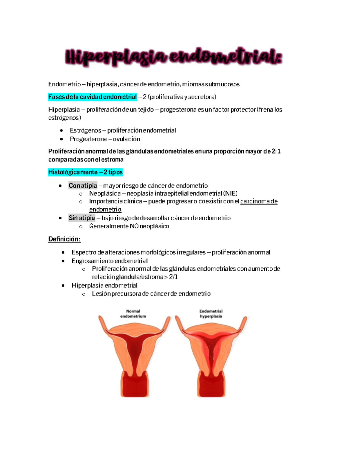 Hiperplasia endometrial - Studocu