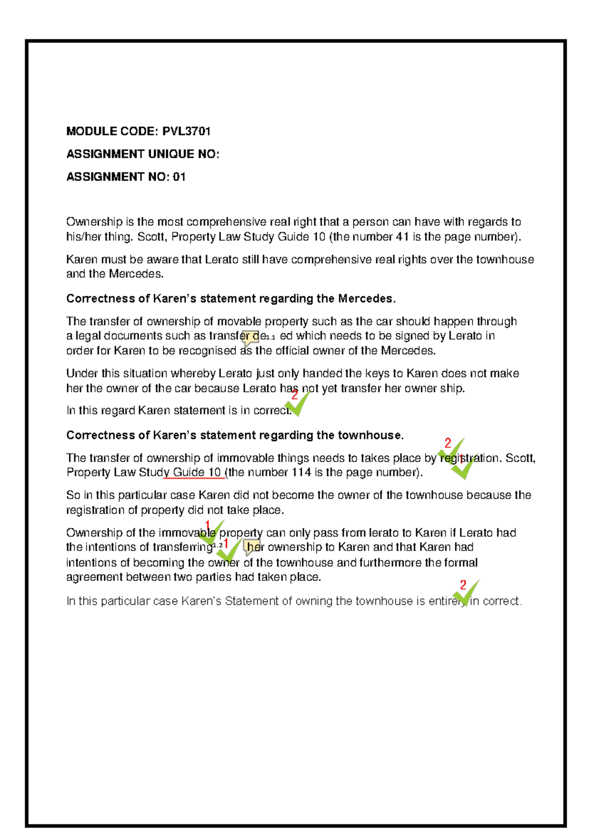 PVL3701 Marked Assignment 01 - MODULE CODE: PVL ASSIGNMENT UNIQUE NO: ASSIGNMENT NO: 01 ...