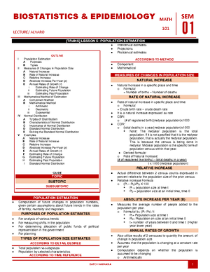 Biostatistics and Epidemiology Lecture Notes - BIOSTATISTICS ...