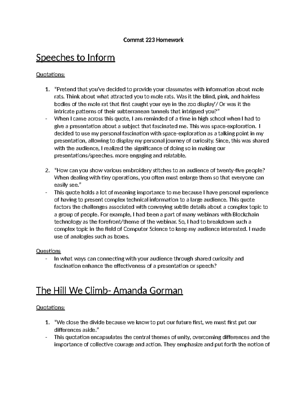Commst 223HW25Sep - Homework assignments graded for marks - Commst 223 ...