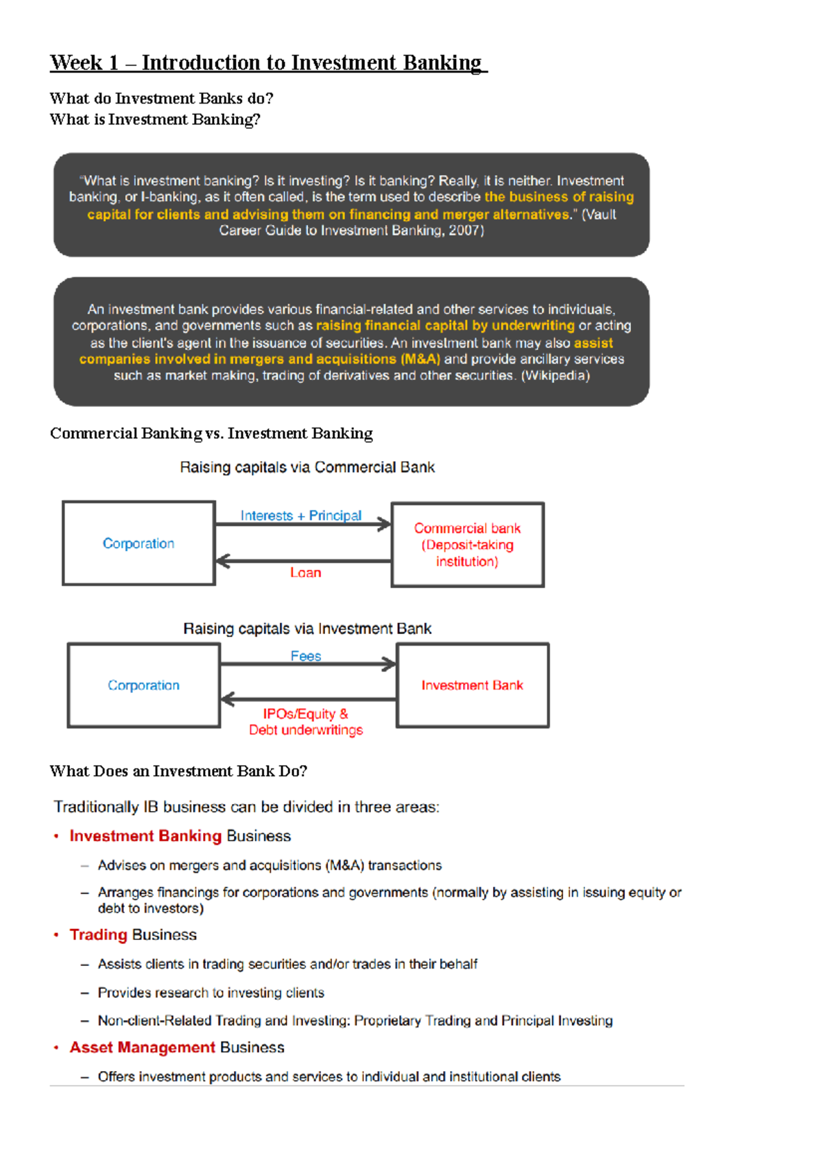 Word Doc - Lecture notes - Week 1 – Introduction to Investment Banking ...
